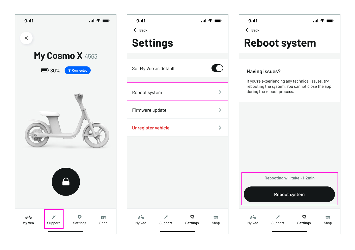 When would I need to “Reboot system”? – Veo
